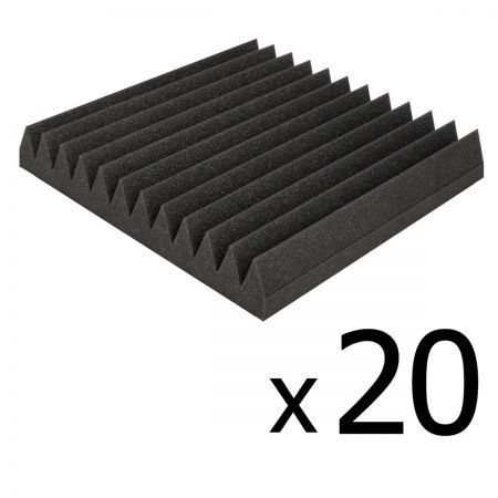 Set of 20 Studio Wedge Acoustic Foam 30 x 30cm - Charcoal