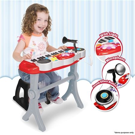 Red Electric Organ Keyboard Rock Star Set