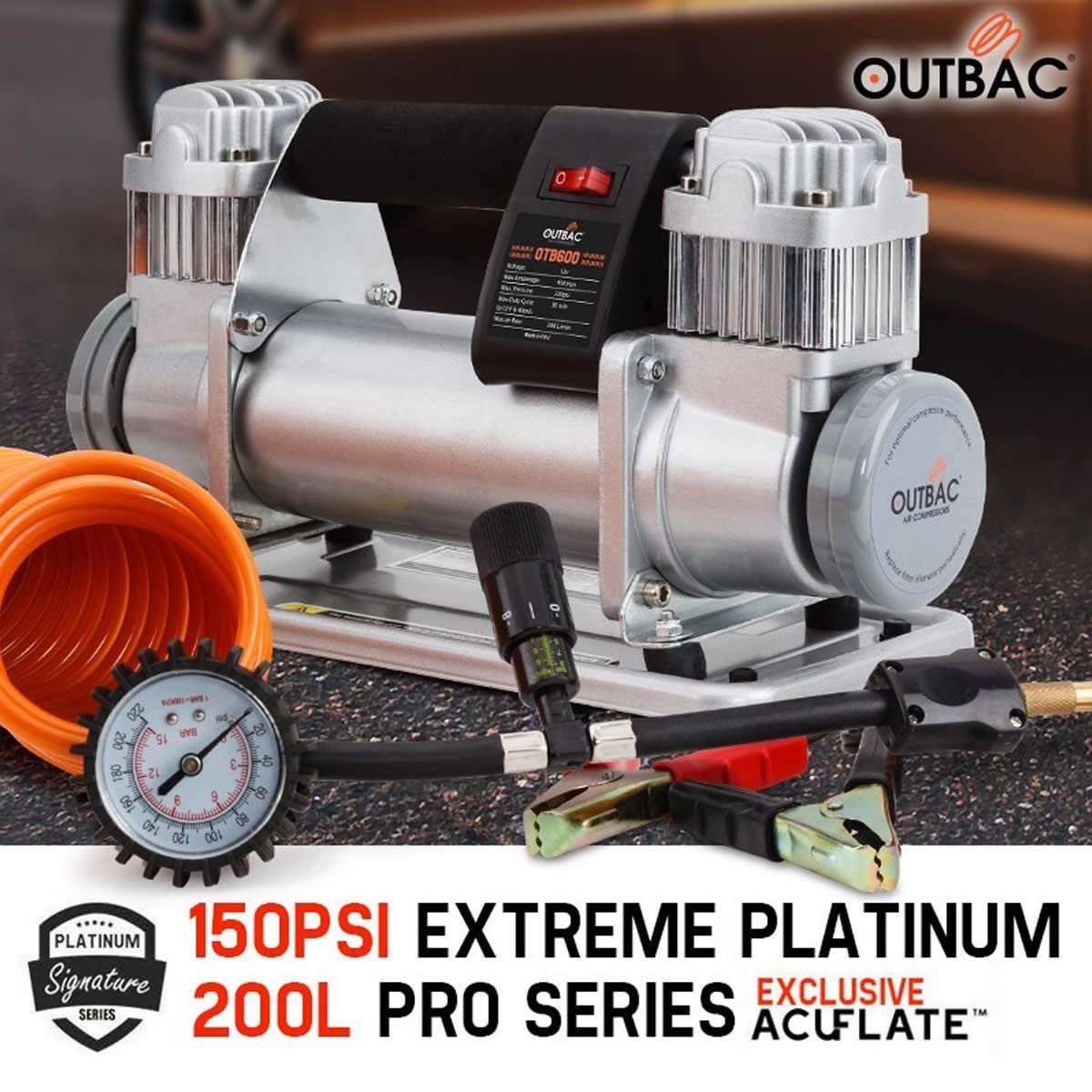 Outbac Air Compressor 12v 180L 4x4 Portable Car Compressor - Silver ...