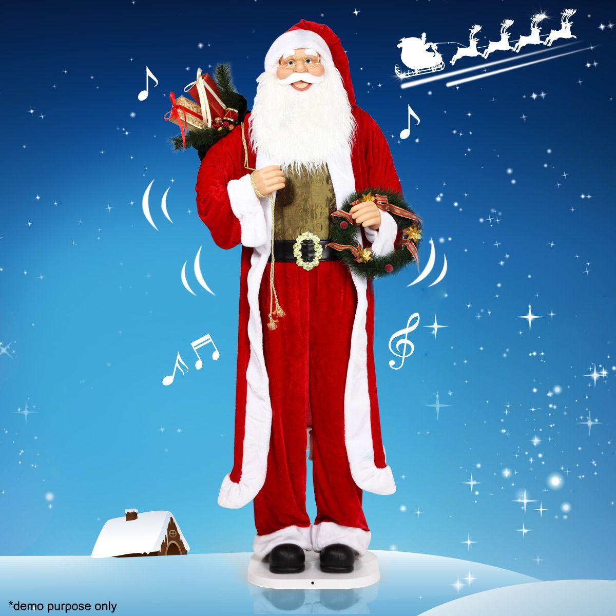 Santa Claus Life Size Animated Musical Figurine Motion Sensor Christmas ...