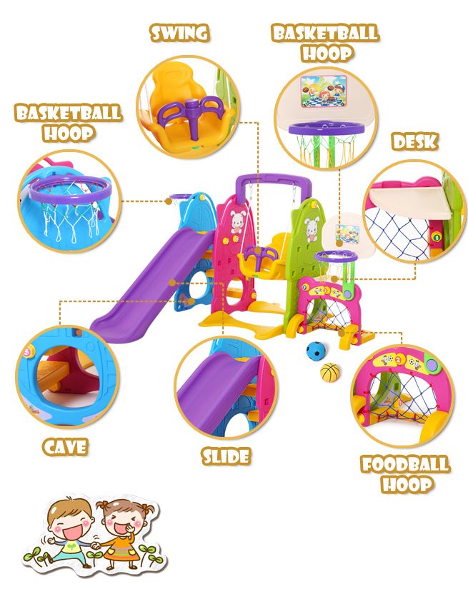 Colorful 7-in-1 Playset with Swing & Slide Toys | Crazy Sales