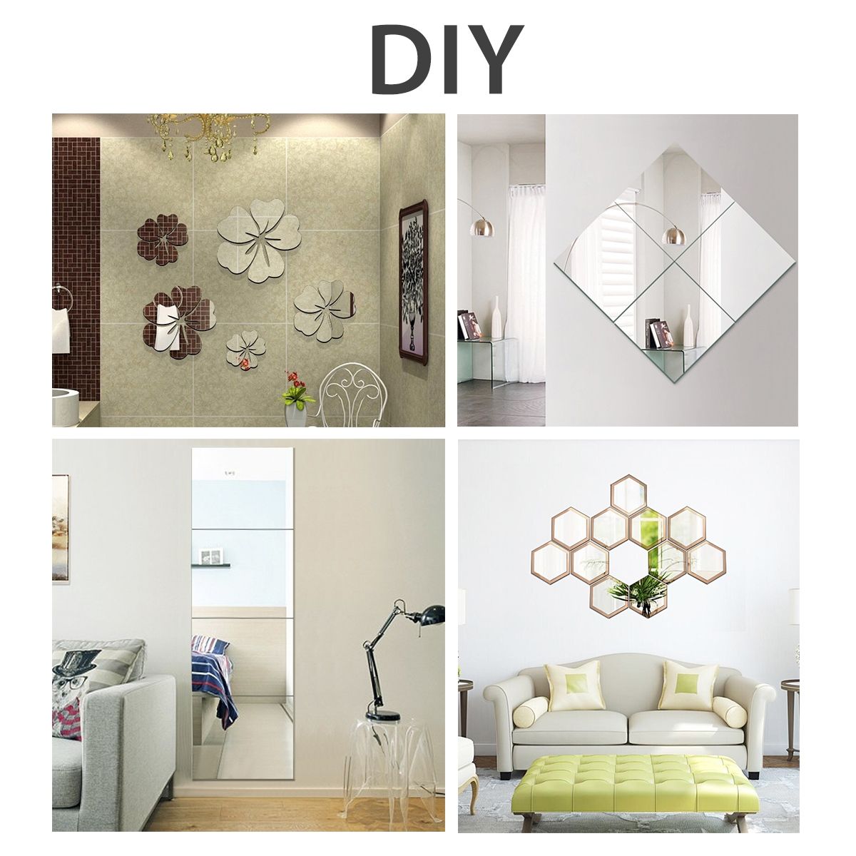 Set of 6 Acrylic DIY Mirror Wall Sticker | Crazy Sales
