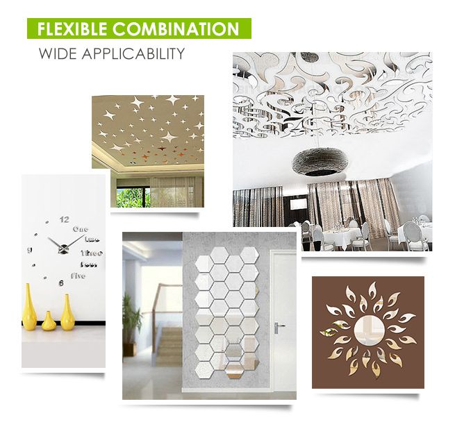 Set of 6 Acrylic DIY Mirror Wall Sticker | Crazy Sales