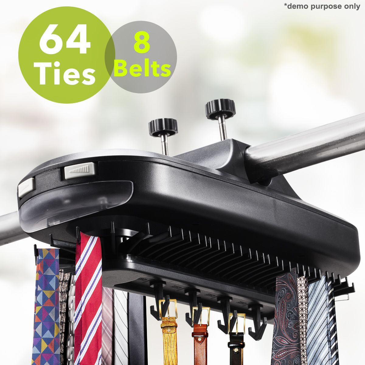 Electronic Revolving Tie & Belt Closet Rack with LED Light - KT-1
