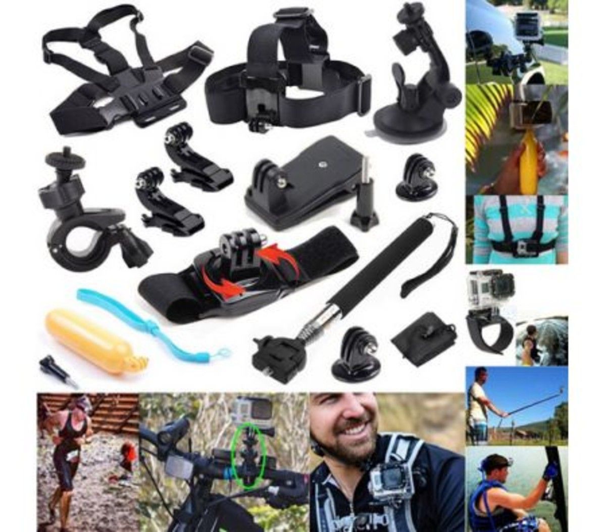Gopro Hero 4 Accessories Set Helmet Harness Chest Belt Head Mount Strap ...