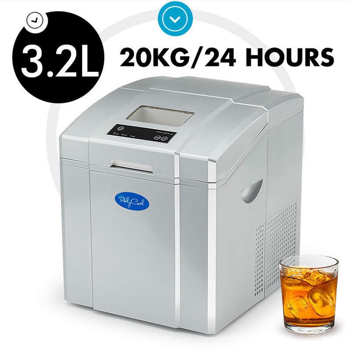 PolyCool Portable Ice Cube Maker 3.2L - Silver