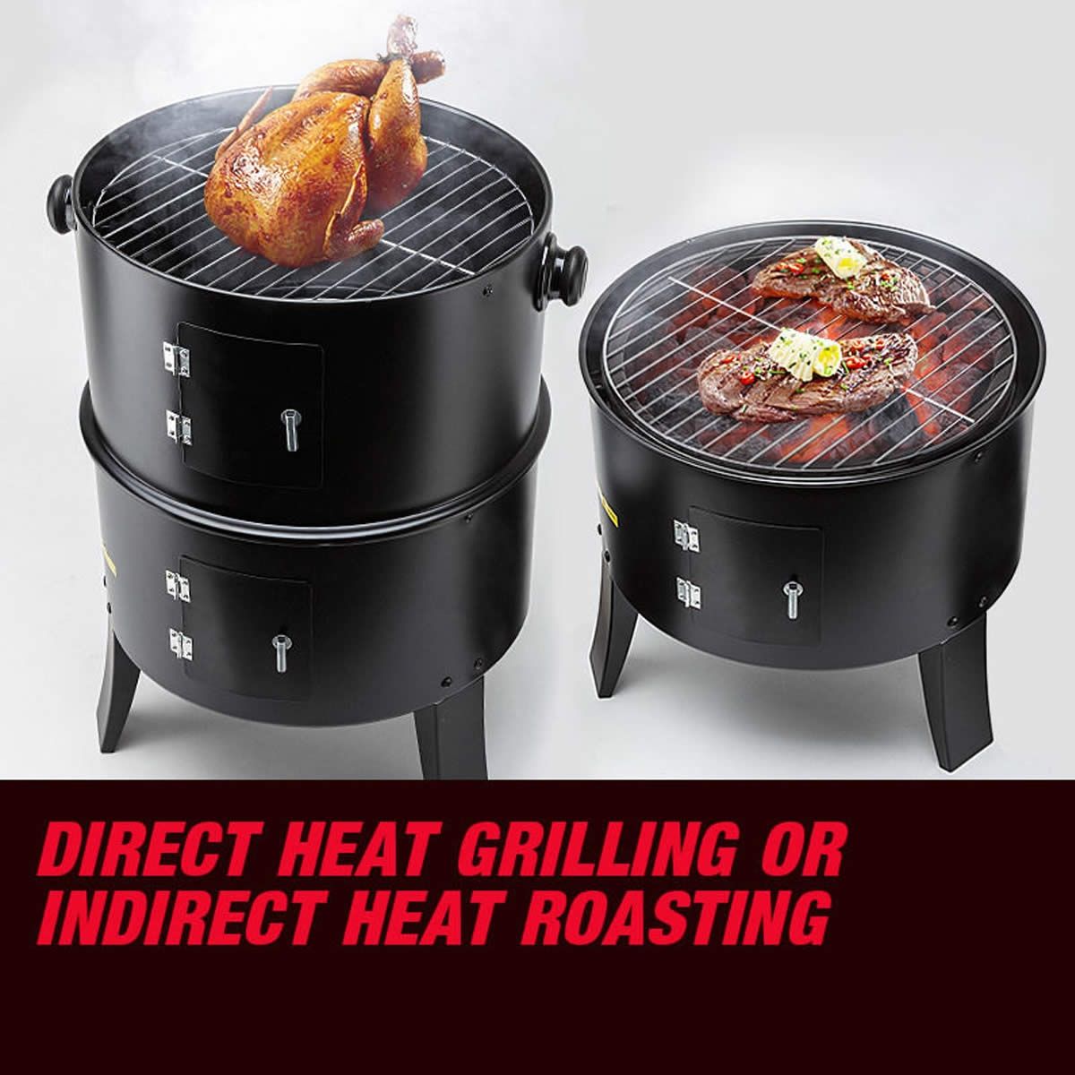 Euro-Grille Portable 3 in 1 Charcoal Smoker BBQ Grill | Crazy Sales