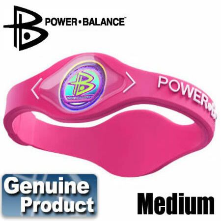 Power Balance Silicone Wristband Bracelet - Pink with White - Size Medium