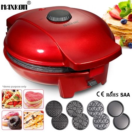 Maxkon Snack Maker with Four Detachable Plates Red