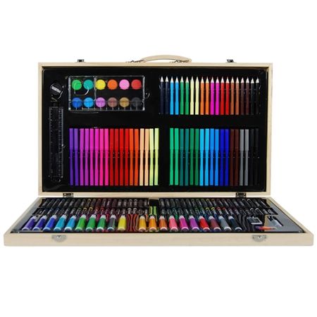 180 Piece Deluxe Art Box Set for Colouring Painting Drawing
