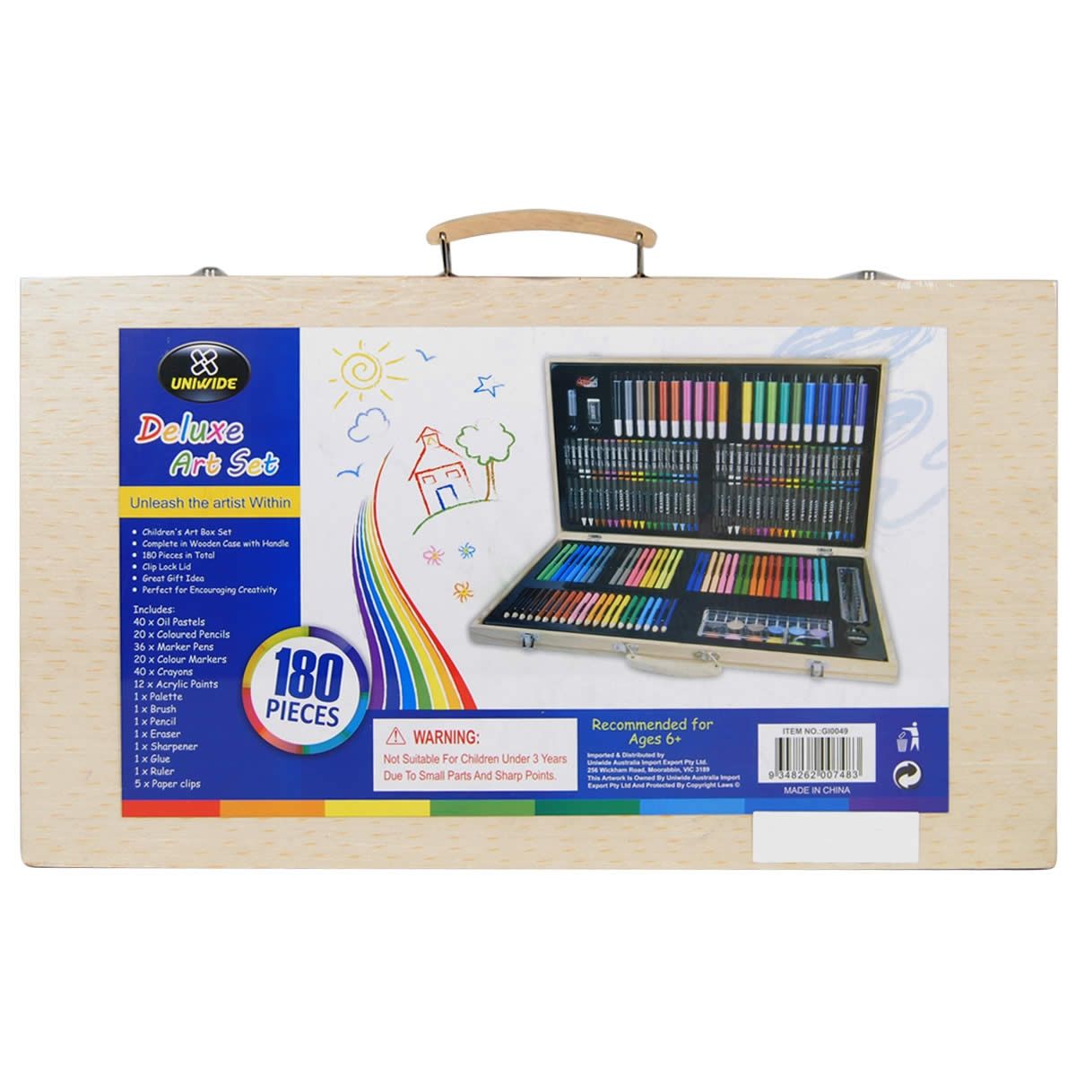 180 Piece Deluxe Art Box Set for Colouring Painting Drawing | Crazy Sales