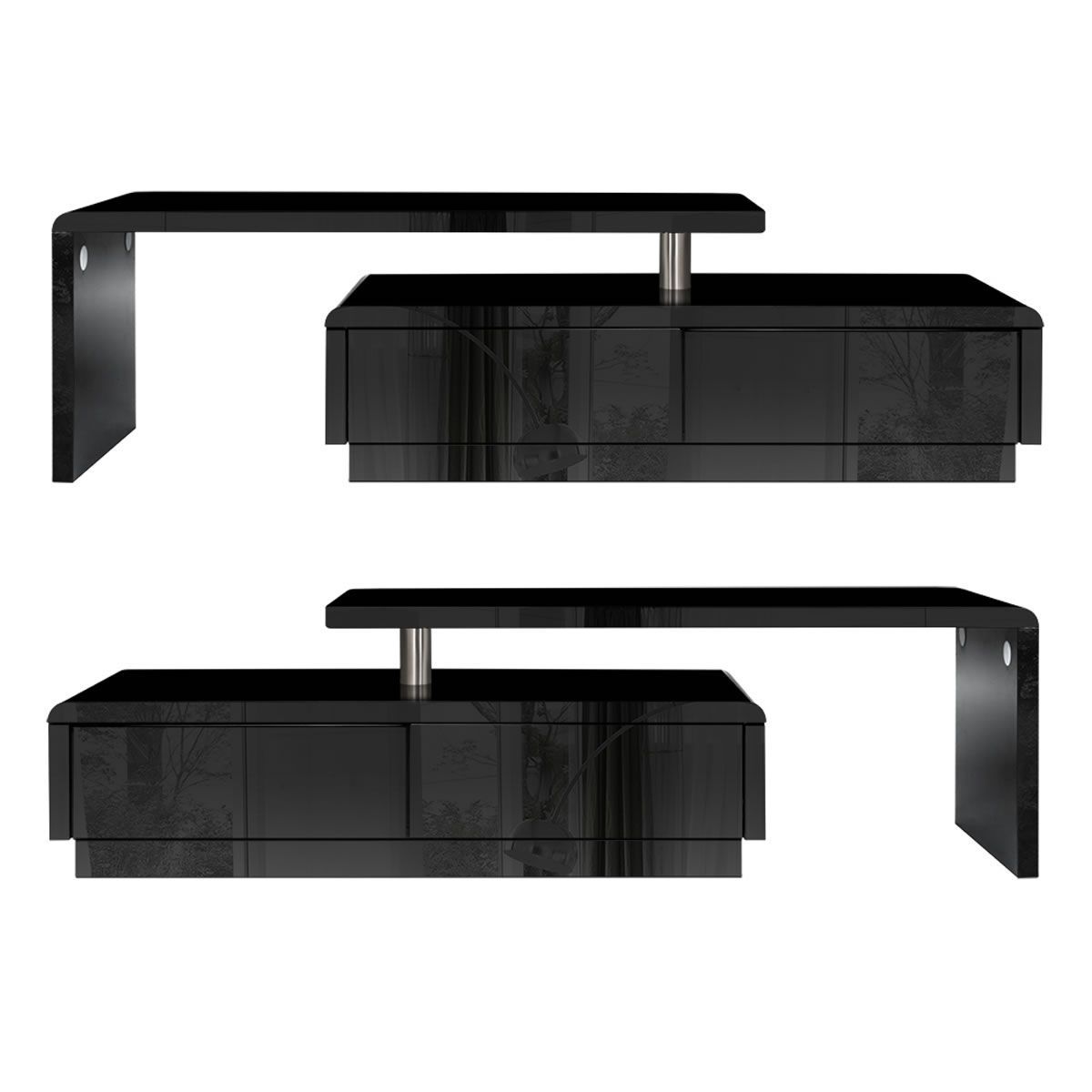 Rotatable L Shape Bench TV Stand High Gloss - Black | Crazy Sales