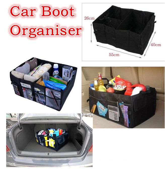 Car Boot Organiser Partition Collapsible Storage Box Trunk Bag Heavy ...