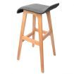 2 x Beech Wood Fabric Bar Stools - Black