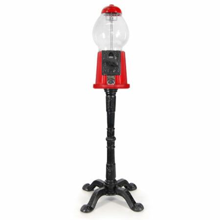 Retro Gumball Dispenser 15" Coin-Operated Machine with Stand - Red