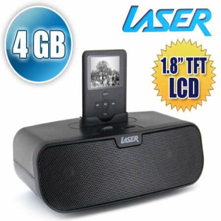 Laser 4GB Multimedia iPod / MP3 / MP4 Player Dock Stereo Speaker ...