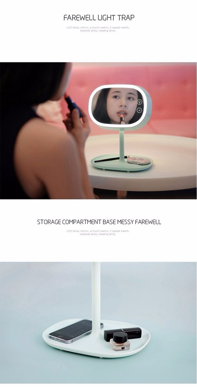 Original Muid 3-In-1 Make Up Mirror+Led Touch Lamp+Storable Base Plate ...