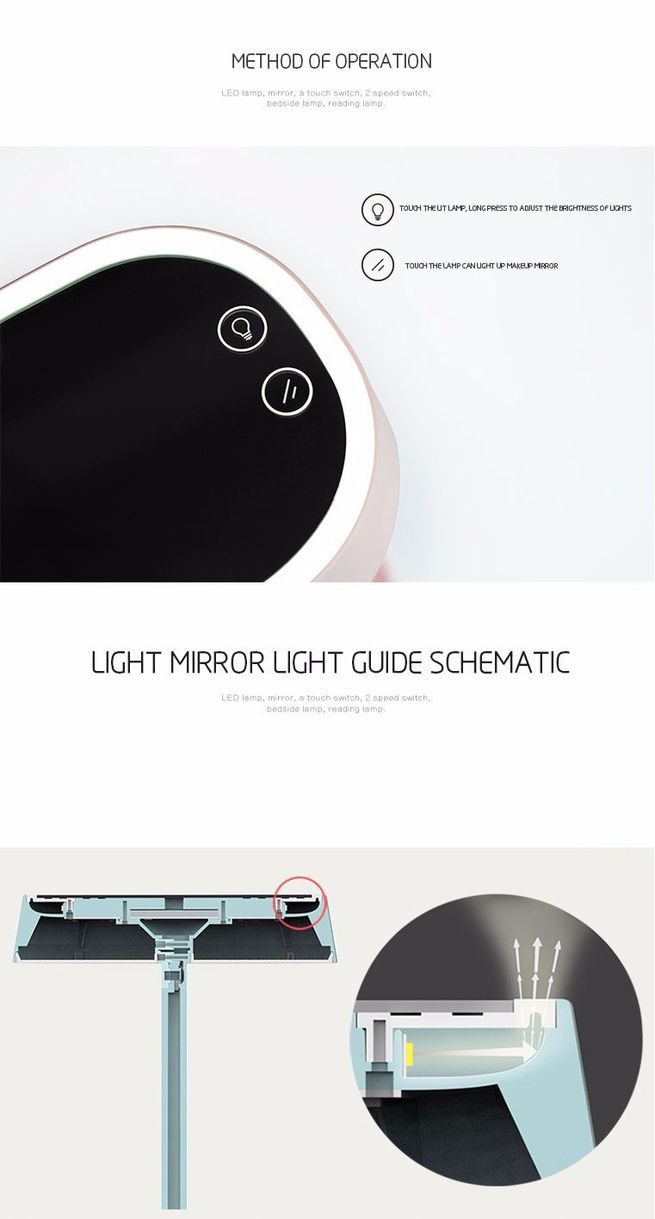 Original Muid 3-In-1 Make Up Mirror+Led Touch Lamp+Storable Base Plate ...