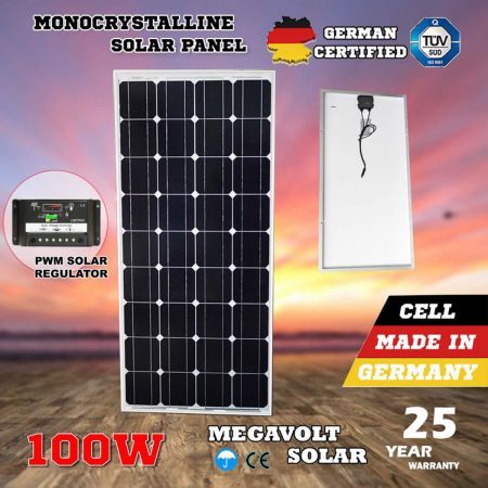 Megavolt 12V 100W Solar Panel Kit with PWM Solar Regulator Generator ...