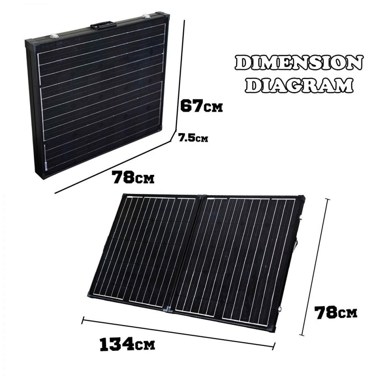 Megavolt 12V 180W Folding Solar Panel Kit Black Silicon Mono MPPT Power ...