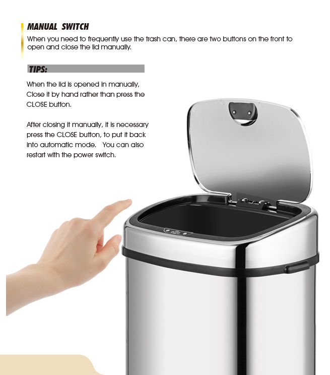 58L Silver Chrome Sensor Operated Touch Less Dust Bin | Crazy Sales