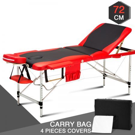 72 CM Black and Red Portable Aluminum Massage Table