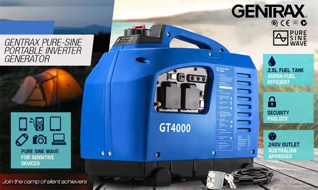 GenTrax 1700W Max 1400W Rated Petrol Inverter Generator GT4000 | Crazy ...