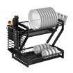 Dish Drying Rack 2 Tier Kitchen Organizer Plate Drainer Cutlery Holder ...