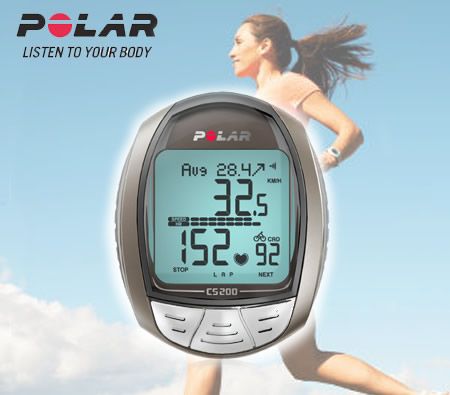 Polar CS200 Cycling Computer with Heart Rate Monitor + Bicycle Bike Mount & Speed Sensor - Brown ...