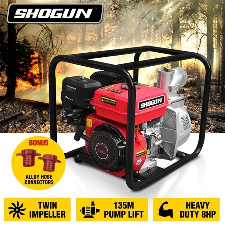 Shogun 8HP 2" Twin Impeller Petrol High Pressure Water Transfer Pump