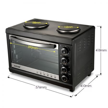 45L Electric Benchtop Convection Oven Toaster Cooker With Hotplates ...