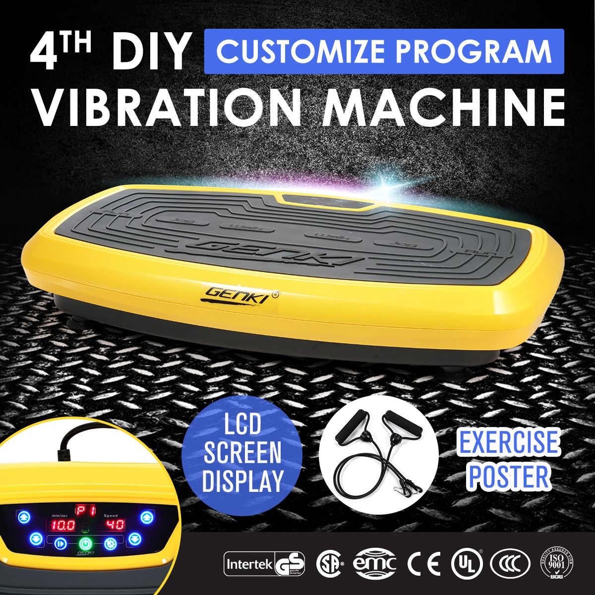 Genki 4th DIY Ultra Slim Vibration Machine Platform Yellow