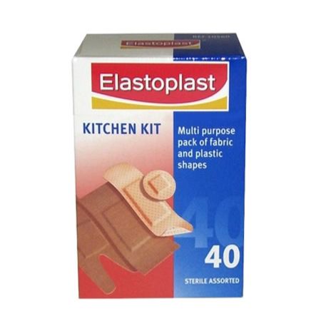 Elastoplast Bandages Kitchen Kit Fabric and Plastic Shapes 40 Sterile ...
