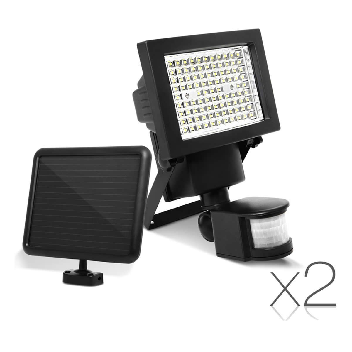 Set of 2 100 LED Solar Sensor Light