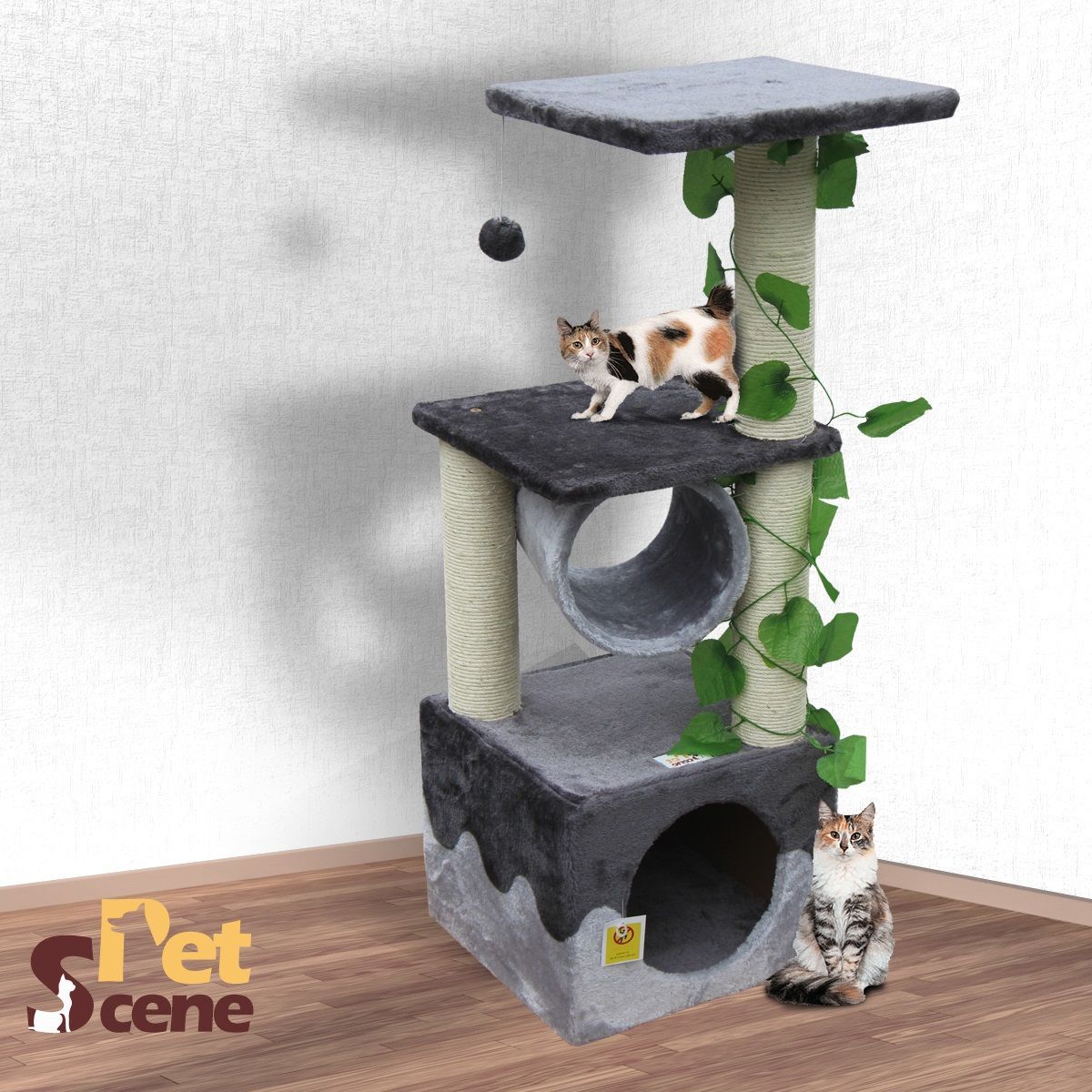 99cm Cat Gym Scratching Post Tree Gym Small-Light Grey+Dark Grey