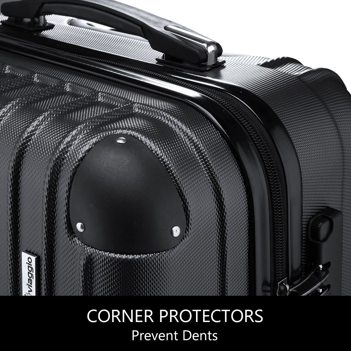 2Pc Hard Shell Luggage Suitcase Set-Black With TSA Lock | Crazy Sales