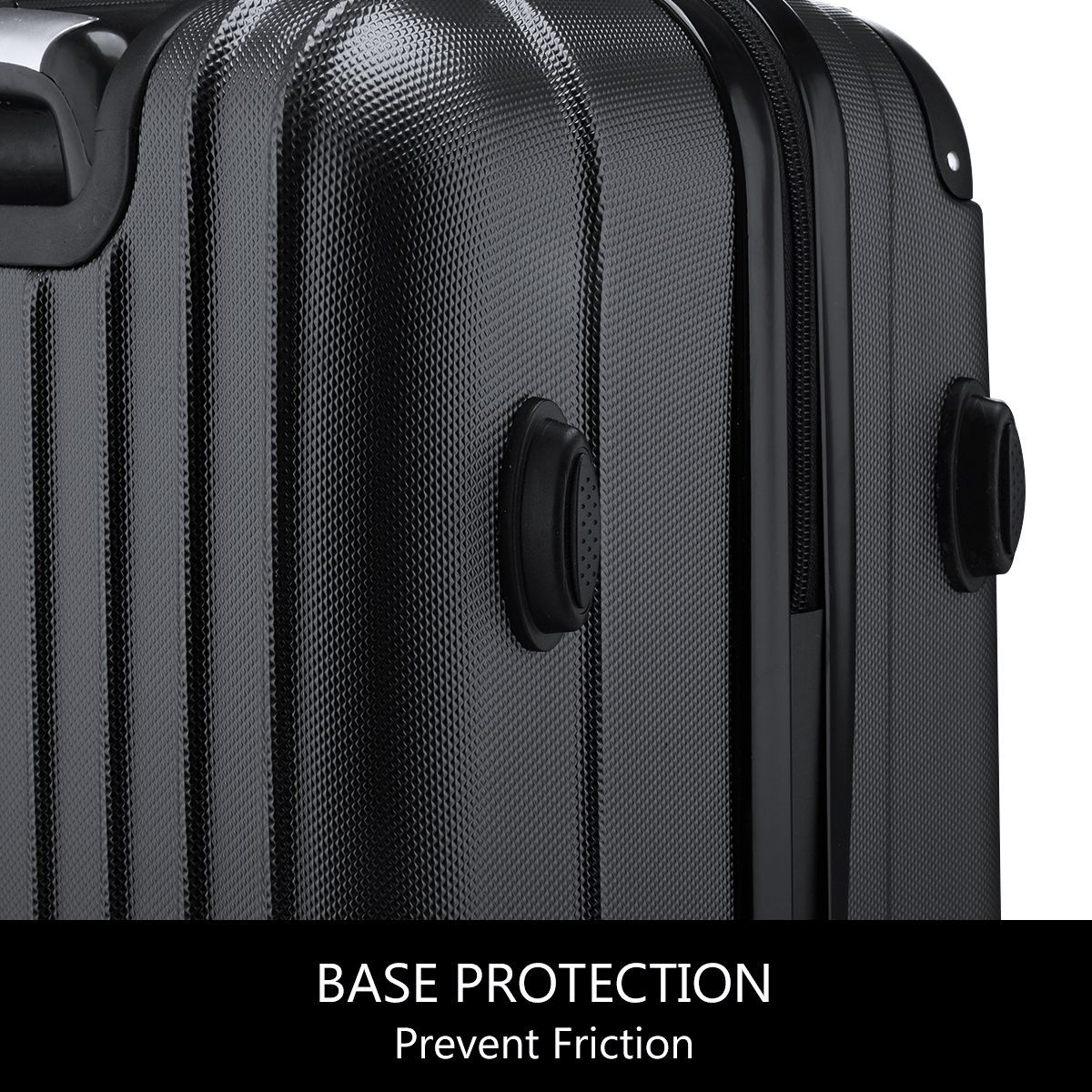 2Pc Hard Shell Luggage Suitcase Set-Black With TSA Lock | Crazy Sales