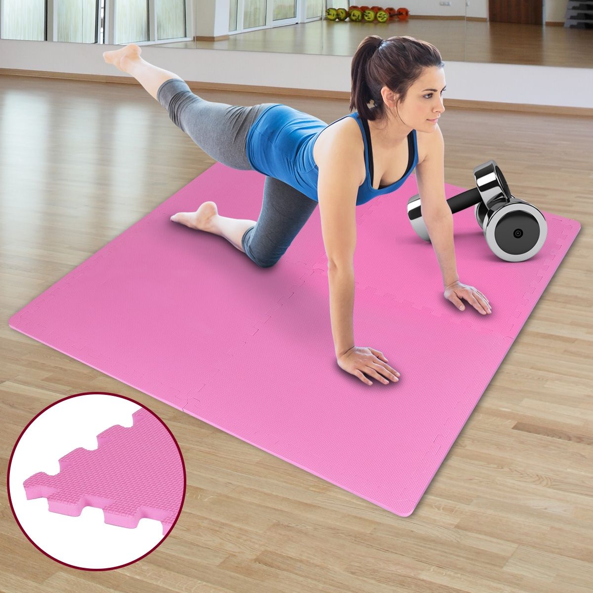Expandable Anti Slip Exercise Floor workout Mat - Pink