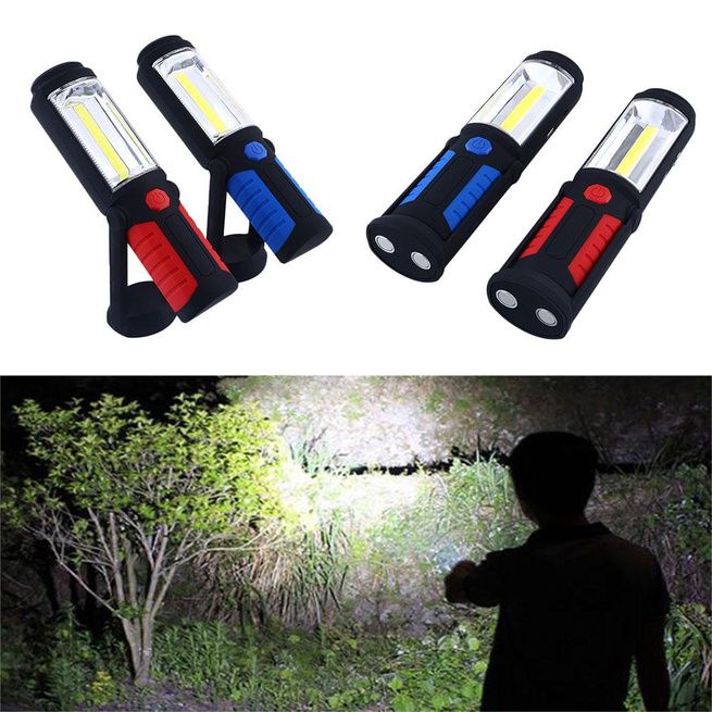 COB LED Flashlight Magnetic Working Stand Hanging Swivel Hook Rotation ...
