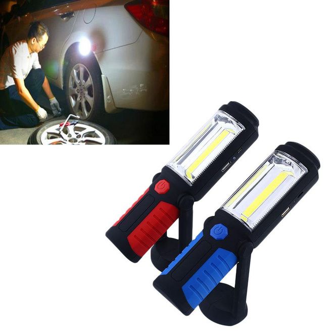 COB LED Flashlight Magnetic Working Stand Hanging Swivel Hook Rotation ...
