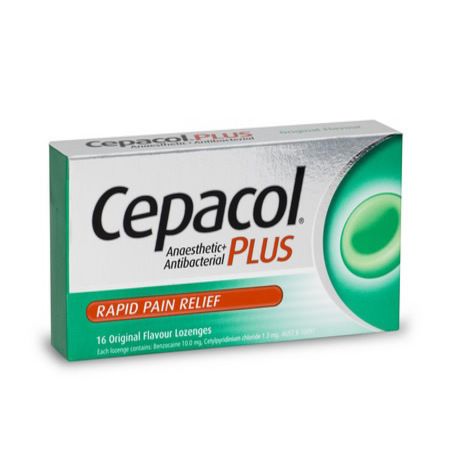 Cepacol Anaesthetic + antibacterial Plus Rapid Pain Relief 16 Original ...