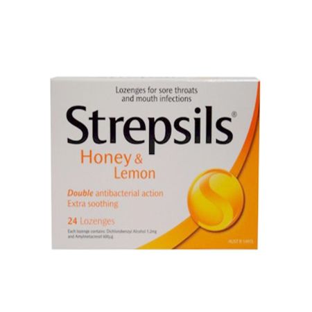 Strepsils Honey & Lemon Double Antibacterial Action Extra Soothing 24 ...