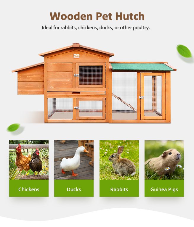 Wooden Chicken Coop Rabbit Hutch Guinea Pig Ferret Cage Hen House 2 ...
