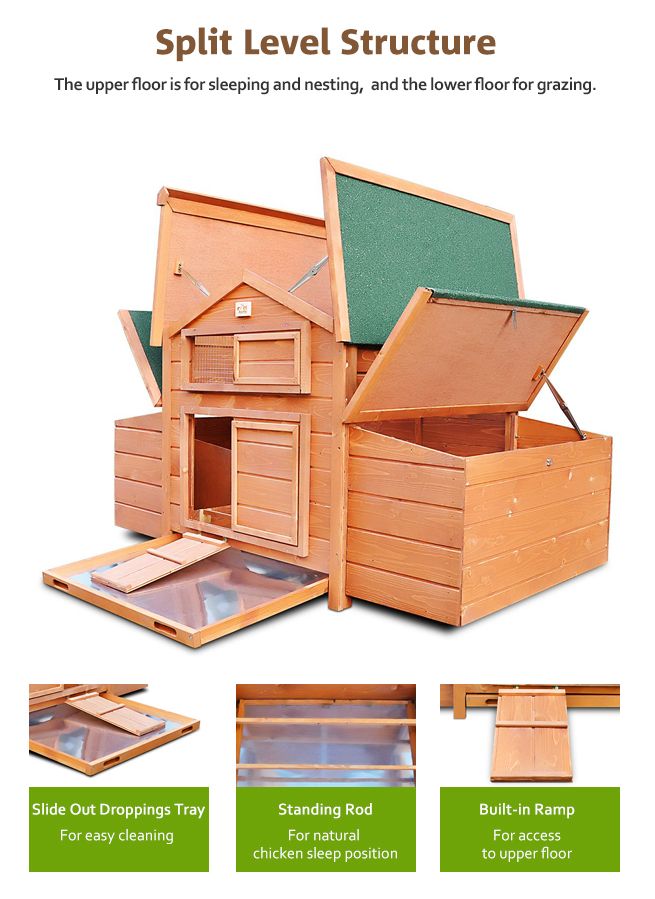Wooden Chicken Coop Rabbit Hutch Guinea Pig Ferret Cage Hen House With ...