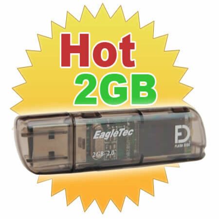 EagleTec 2GB USB 2.0 Flash Disk Drive Crystal Series Ready Boost High ...
