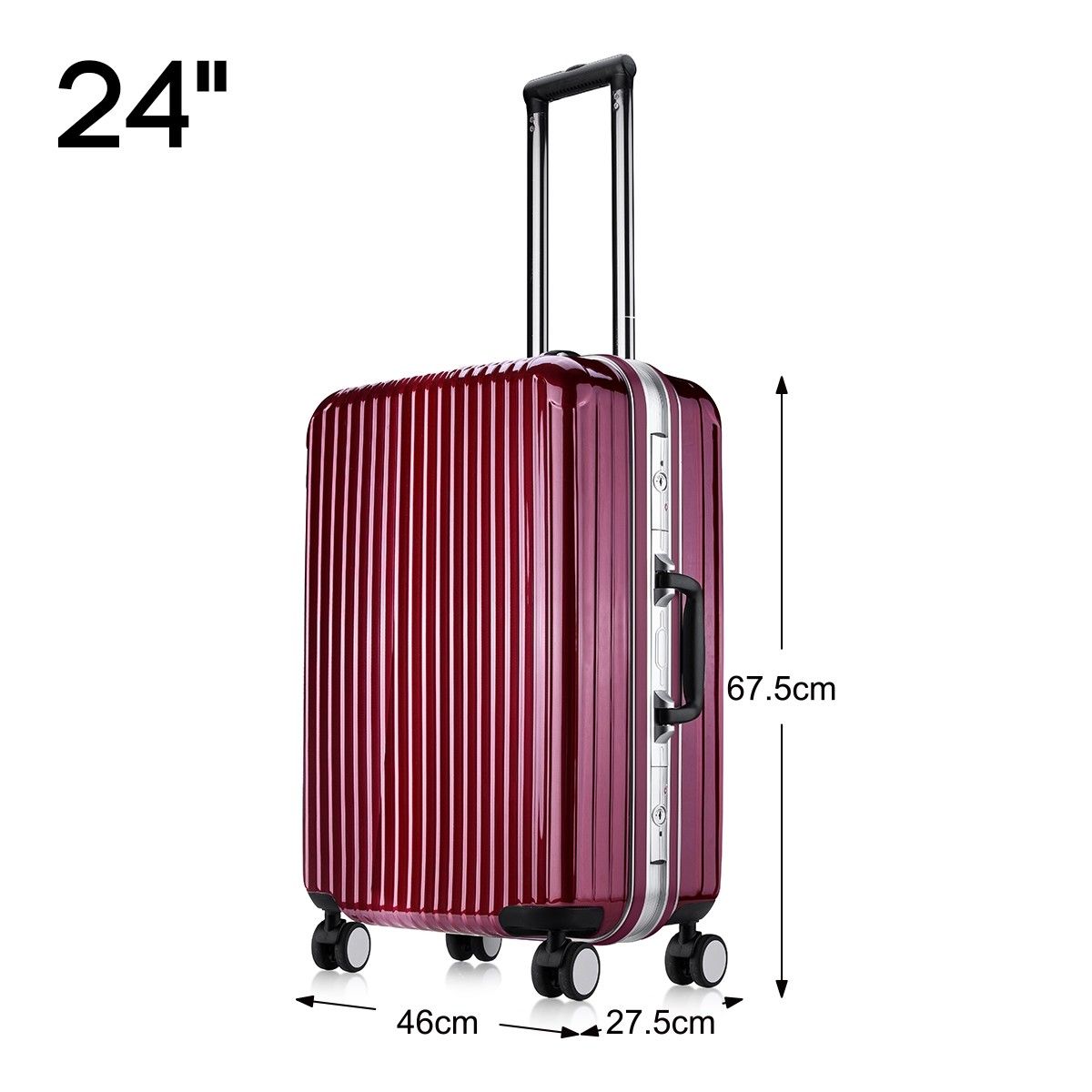 24" Red Lightweight Hard Case Aluminum Luggage Suitcase Trolley | Crazy ...