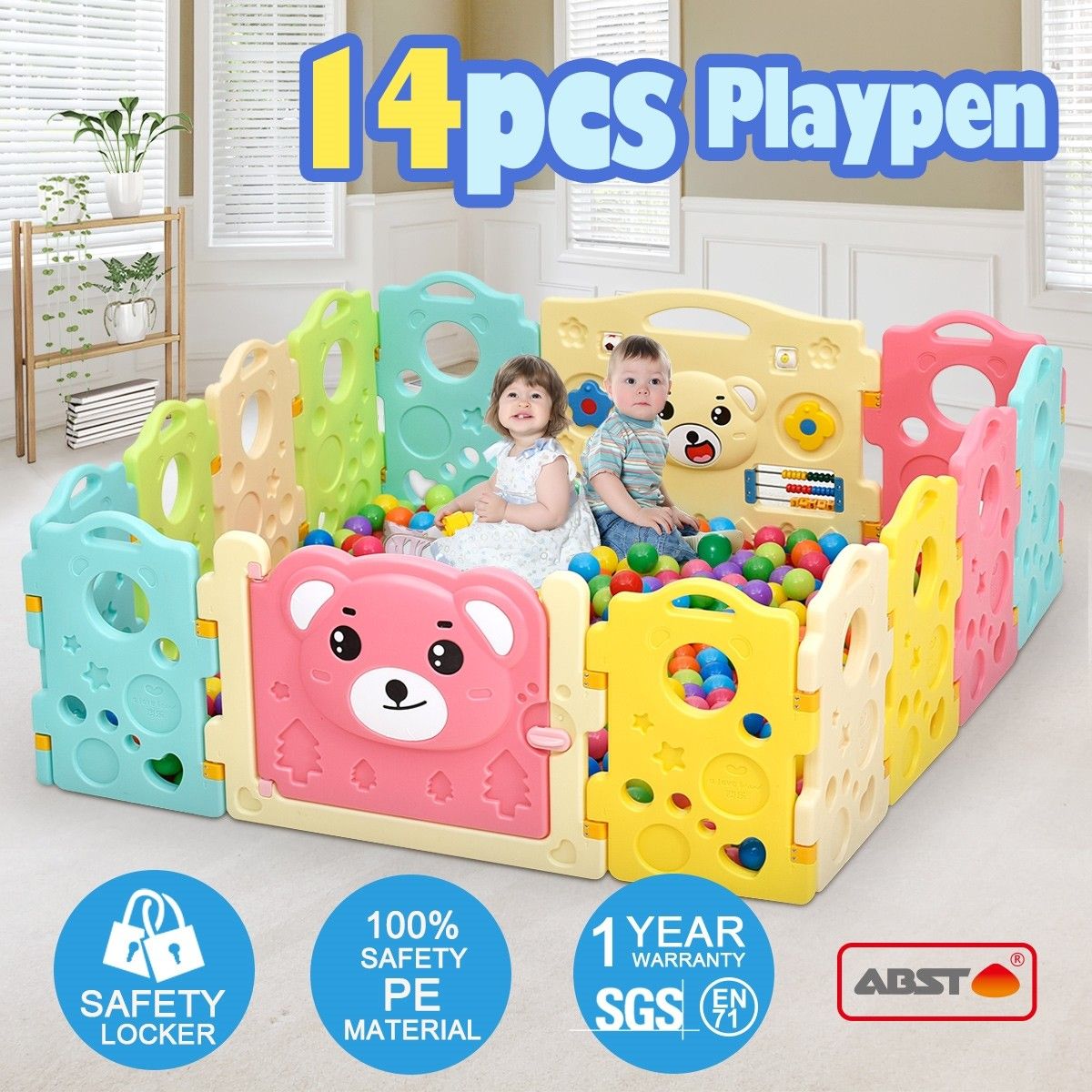 14 Sided Panel Baby Playpen Interactive Baby Room