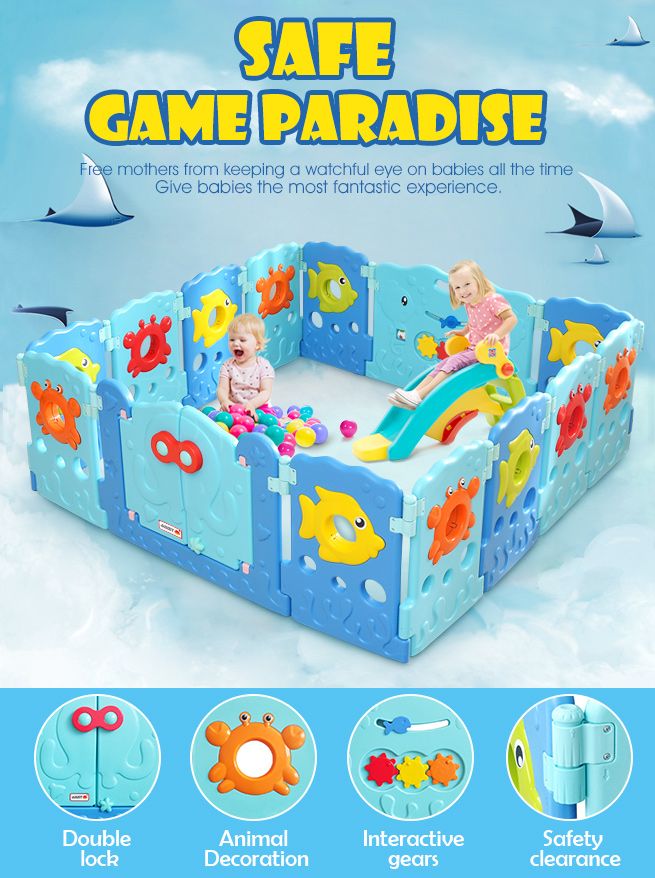 14 Sided Panel Baby Playpen Interactive Baby Room-Sea world | Crazy Sales
