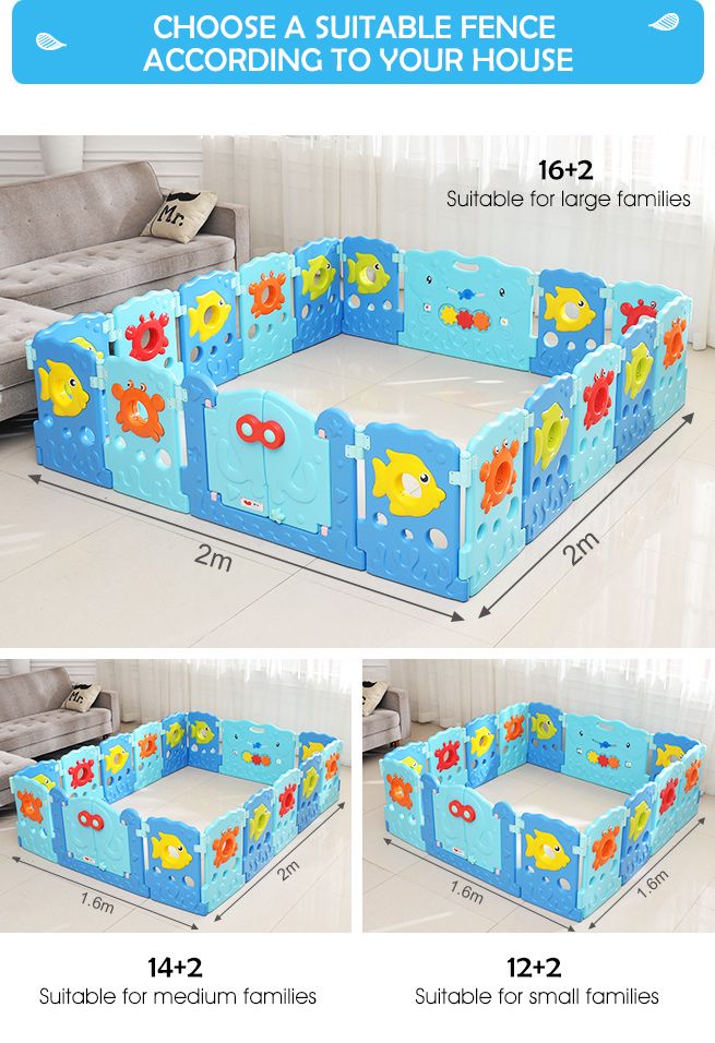 14 Sided Panel Baby Playpen Interactive Baby Room-Sea world | Crazy Sales