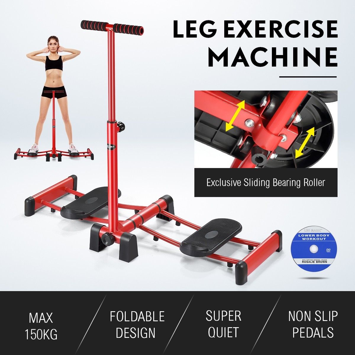 Genki Leg Master Foldable Magic Trainer Exercise Machine - Red